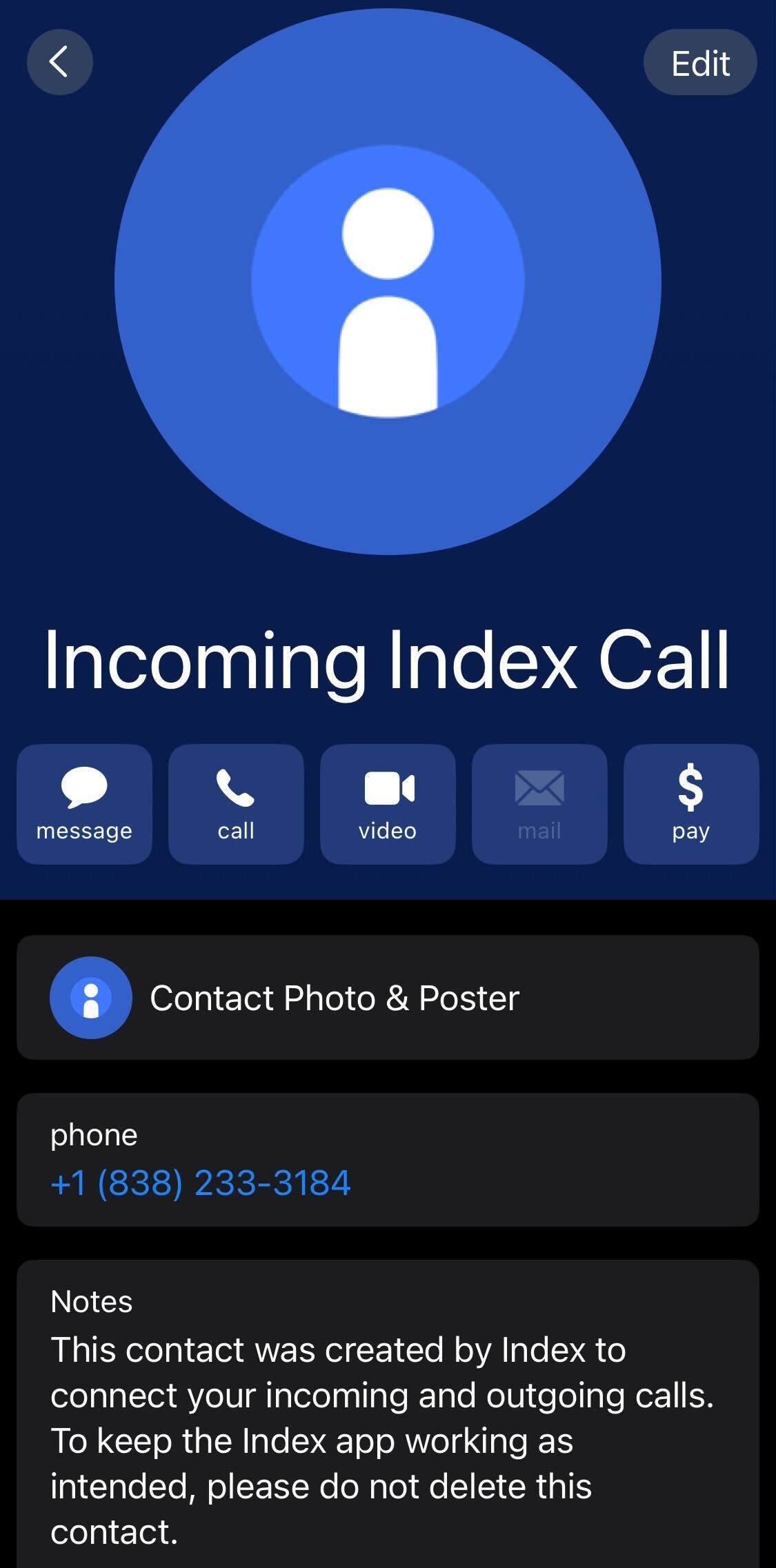 "To keep your device number private, you must call back using the ...